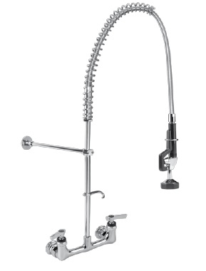 KL53-1000-BR ENCORE LEAD-FREE 8"CC WALLMOUNT PRE-RINSE FAUCET W/WALL ...